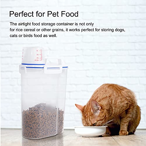 JCSHIMO Airtight Rice Storage Container, BPA Free Plastic Dry Food Container Cereal Storage Bin with Pouring Spout, Measuring Cup Food Dispenser for Cereal Beans Flour Sugar