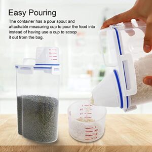 JCSHIMO Airtight Rice Storage Container, BPA Free Plastic Dry Food Container Cereal Storage Bin with Pouring Spout, Measuring Cup Food Dispenser for Cereal Beans Flour Sugar