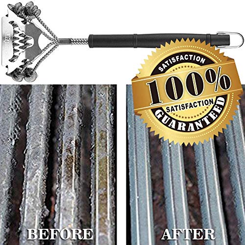 GRILLART Grill Brush for Outdoor Grill Bristle Free - Safe BBQ Grill Cleaner Brush - 17" BBQ Brush for Grill Cleaning Kit -Stainless Grill Cleaning Brush BBQ Grill Accessories Tools- Gifts for Men Dad