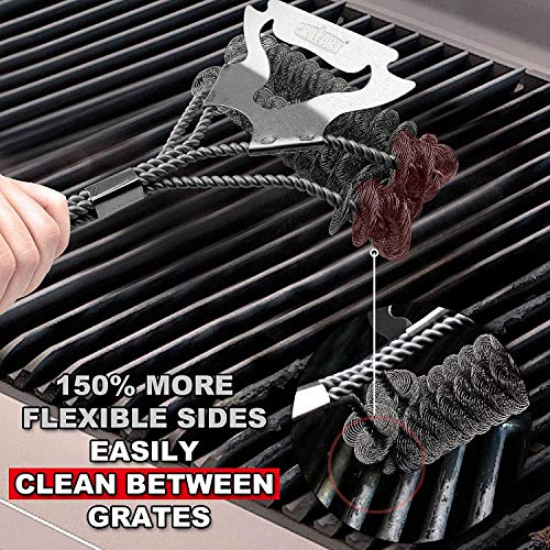 GRILLART Grill Brush for Outdoor Grill Bristle Free - Safe BBQ Grill Cleaner Brush - 17" BBQ Brush for Grill Cleaning Kit -Stainless Grill Cleaning Brush BBQ Grill Accessories Tools- Gifts for Men Dad