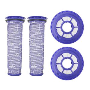 lemige 2 pack post filters & 2 pack pre filters replacement for dyson dc41 dc65 dc66 up13 up20 animal, multi floor and ball vacuums, compare to part #920769-01&920640-01