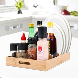 Kitchen Bamboo Lid Organizer, Cabinet Organizer for Food Storage Container Lids, Kitchen gadgets with 6 Adjustable Dividers, Lid Holder for kitchen organization