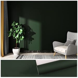 veelike 15.7”x118” dark green peel and stick wallpaper self adhesive solid green contact paper waterproof decorative vinyl film for walls countertops cabinets shelf drawer liners bedroom kitchen