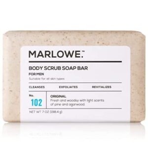 MARLOWE. No. 102 Men's Body Scrub Soap 7 oz | Best Exfoliating Bar for Men | Made with Natural Ingredients | Green Tea Extract | Amazing Scent