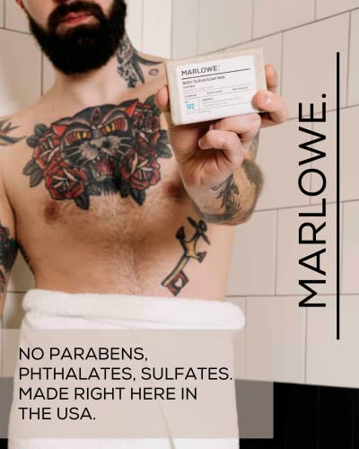 MARLOWE. No. 102 Men's Body Scrub Soap 7 oz | Best Exfoliating Bar for Men | Made with Natural Ingredients | Green Tea Extract | Amazing Scent