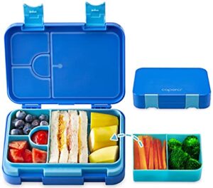 caperci versatile bento lunch box for kids – leakproof 6-compartment children’s lunch container with removable compartment – ideal portions size for ages 3 to 7, bpa-free materials (blue)