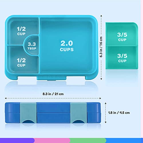 Caperci Versatile Bento Lunch Box for Kids - Leakproof 6-Compartment Children's Lunch Container with Removable Compartment - Ideal Portions Size for Ages 3 to 7, BPA-Free Materials (Blue)