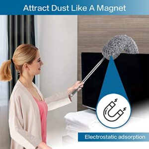 Dusters for Cleaning High Ceiling Fan, Microfiber Duster with Extension Pole 30-100 Inches, FUUNSOO Retractable Gap Dust Brush Cleaner Long Feather Duster for Cleaning Cobweb, Blinds, Furniture