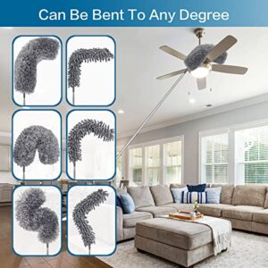 Dusters for Cleaning High Ceiling Fan, Microfiber Duster with Extension Pole 30-100 Inches, FUUNSOO Retractable Gap Dust Brush Cleaner Long Feather Duster for Cleaning Cobweb, Blinds, Furniture