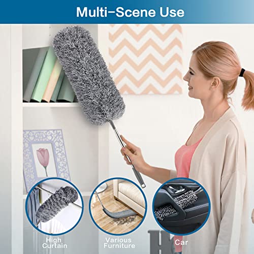 Dusters for Cleaning High Ceiling Fan, Microfiber Duster with Extension Pole 30-100 Inches, FUUNSOO Retractable Gap Dust Brush Cleaner Long Feather Duster for Cleaning Cobweb, Blinds, Furniture