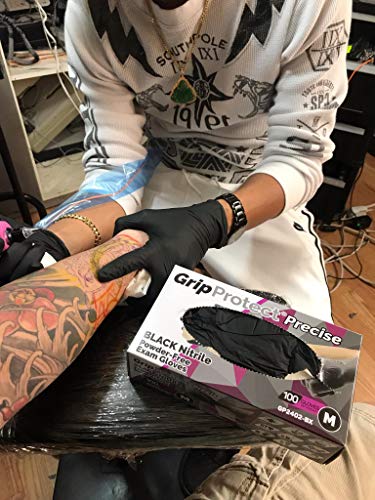 GripProtect® Precise Black Nitrile Exam Gloves | 4 Mil | Chemo-Rated | Food, Home, Hospital, Law Enforcement, Tattoo | (Large, 100)