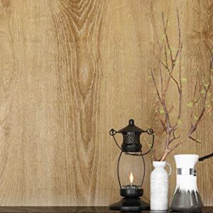 FunStick Brown Natural Wood Contact Paper Peel and Stick Wood Grain Contact Paper Self Adhesive Faux Wood Wallpaper Removable Wood Wall Paper for Countertops Cabinets Desk Shelves Thick 15.8"x78.8"