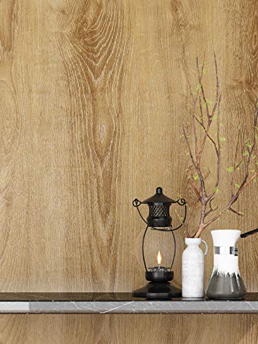 FunStick Brown Natural Wood Contact Paper Peel and Stick Wood Grain Contact Paper Self Adhesive Faux Wood Wallpaper Removable Wood Wall Paper for Countertops Cabinets Desk Shelves Thick 15.8"x78.8"