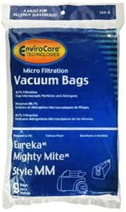 envirocare replacement micro filtration vacuum cleaner dust bags made to fit eureka style mm eureka mighty mite 3670 and 3680 series canisters 9 bags