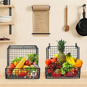 4 Tier Fruit Basket Kitchen Rolling Wire Vegetable Fruit Cart Rack, Stackable Potato Onion Organizer Bin with Wheels and Chalkboards, Wall Storage Bakset for Fruits and Vegetables