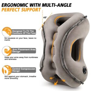 Inflatable Travel Pillow,Multifunction Travel Neck Pillow for Airplane to Avoid Neck and Shoulder Pain,Support Head,Neck,Used for Sleeping Rest, Airplane and Home Use,with Eye Mask, Earplugs,Gray