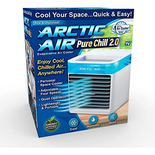 Arctic Air Pure Chill 2.0 Evaporative Air Cooler by Ontel - Powerful, Quiet, Lightweight and Portable Space Cooler with Hydro-Chill Technology For Bedroom, Office, Living Room & More