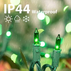 Minetom St. Patrick's Day Mini String Lights, 100 Count 27 Feet Detachable Incandescent Bulb Waterproof Green Fairy Lights Plug in for Indoor Outdoor Party Patio Christmas Decoration, Green Wire