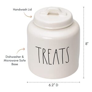 Rae Dunn Ceramic Cookie Jar, Dog Biscuit Kitchen Canister with Lid, Hand-Lettered “Treats” Snack Jar