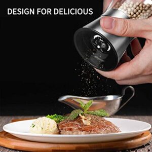 Mincham Manual Salt or Pepper Grinder for Professional Chef, Best Spice Mill with Stainless Steel Cap, Ceramic Blades and Adjustable Coarseness, Refillable Glass Body with 6OZ Capacity