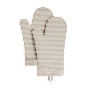 kitchenaid ribbed soft silicone oven mitt set, 7″x13″, milkshake 2 count