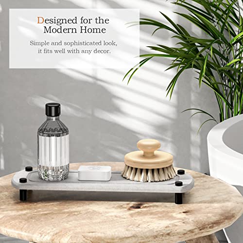 Zrfmib Sink Caddy, Instant Dry Sink Organizer, Natural Diatomite Material, Stainless Steel Feet with Rubber Bottom, Modern Home Design, Suitable for Bathroom and Kitchen, Gray