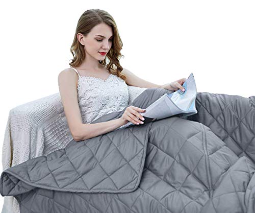 ZZZhen Weighted Blanket - High Breathability - 48''72'' 15LB - Premium Heavy Blankets - Calm Sleeping for Adult and Kids, Durable Quilts and Quality Construction