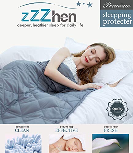 ZZZhen Weighted Blanket - High Breathability - 48''72'' 15LB - Premium Heavy Blankets - Calm Sleeping for Adult and Kids, Durable Quilts and Quality Construction