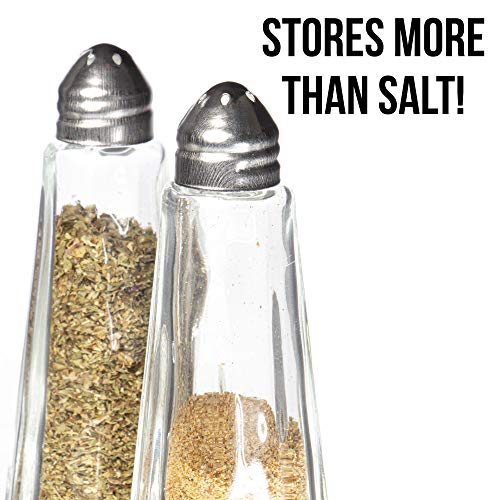 12 Pack of Tower Spice Shakers - 1 Oz Refillable Glass Dispenser & Stainless Steel Chrome Top Lid for Spices, Salt, Pepper & Seasonings for Gourmet Food, Restaurant Dining & Home Kitchen Supplies