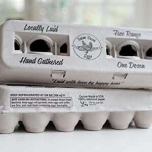 25 Egg Cartons – Adorable Vintage Design for your Farm Fresh Eggs, 100% Recycled Paper Cardboard, Sturdy & Reusable, Holds Small to XL Chicken Eggs