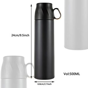 Sonncson Stainless Steel Insulated Water Bottle,Vacuum Thermoses Cup with Handle & Leakproof Lid,Double Walled Flask Coffee Cup Keep Hot & Cold 12 Hours,Sport Travel Mug BPA Free 17oz (Black)