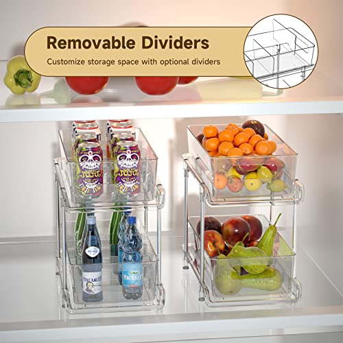 HIHEGD 2 Tier Bathroom Storage Organizer with Dividers, Clear Under Sink Organizers and Storage Pull Out Cabinet Organizer for Bathroom Kitchen Pantry Storage, Medicine Cabinet Organizer