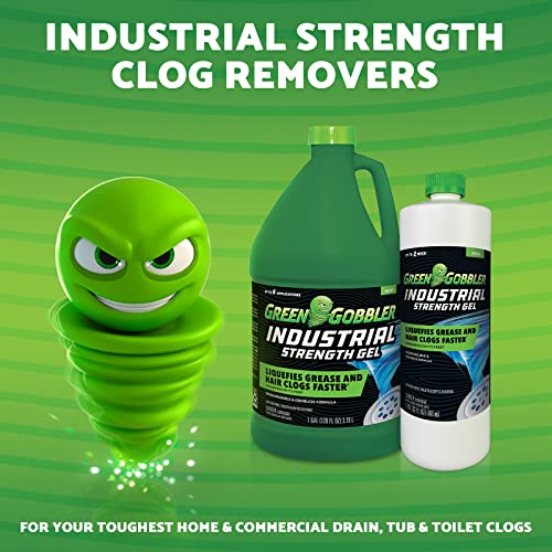 Green Gobbler Industrial Strength Grease and Hair Drain Clog Remover | Drain Cleaner Gel | Safe for Pipes, Toilets, Sinks, Tubs, Drains & Septic Systems | 1 Gallon