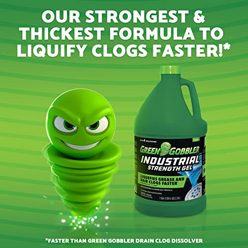 Green Gobbler Industrial Strength Grease and Hair Drain Clog Remover | Drain Cleaner Gel | Safe for Pipes, Toilets, Sinks, Tubs, Drains & Septic Systems | 1 Gallon