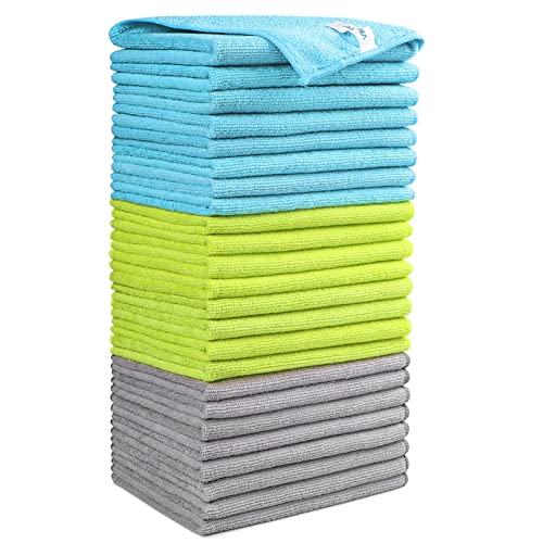 AIDEA Microfiber Cleaning Cloths-24Pack, Softer Highly Absorbent, Lint Free Streak Free for House, Kitchen, Car, Window Gifts(12in.x12in.)