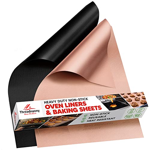 1 Pack Oven Liners & 1 Pack Baking Sheets Heavy Duty Nonstick for Bottom of Electric Oven Protectors