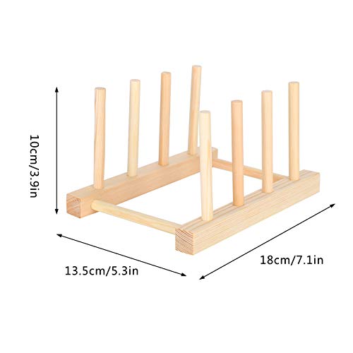 Garosa 3pcs Wooden Dish Rack Plate Rack Stand Pot Lid Holder, Kitchen Cabinet Organizer for Bowl, Cup, Cutting Board, Pot Lid