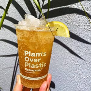 Repurpose 100% Compostable Plant-Based Clear Cold Cup | 16 Ounce Party Cups | 50 Cups