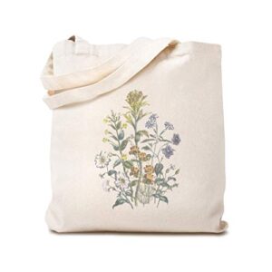 custom canvas tote shopping bag browallia mimulus beautiful flowers botanical & browallia mimulus reusable beach bags for women flowers gifts natural design only