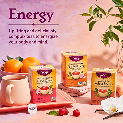 Yogi Tea - Energy Tea Variety Pack Sampler (3 Pack) - Sweet Tangerine Positive Energy, Raspberry Passion Perfect Energy, and Vanilla Spice Perfect Energy - Contains Caffeine - 48 Tea Bags