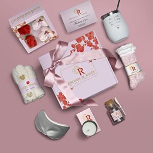 O&R 14-Piece get well soon gift basket -birthday gift- Thoughtful Self-Care Package Kit For Women - After Surgery Presents With Coffee Tumbler - With Rose Soaps & Candle For spa gifts for women