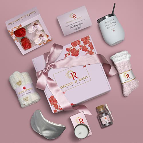 O&R 14-Piece get well soon gift basket -birthday gift- Thoughtful Self-Care Package Kit For Women - After Surgery Presents With Coffee Tumbler - With Rose Soaps & Candle For spa gifts for women