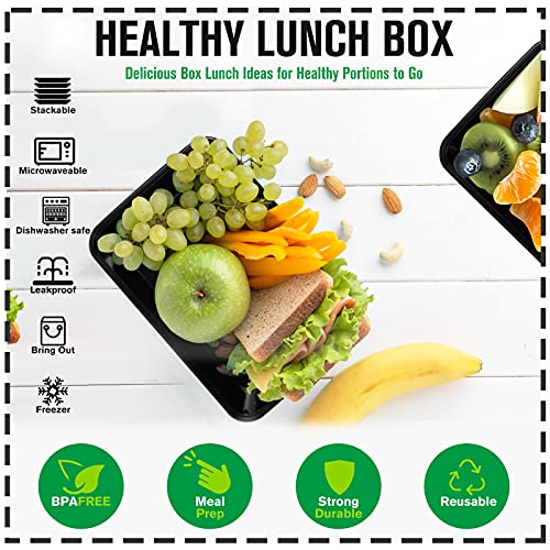 Meal Food Prep Container,50 Pack / 26 OZ Food Storage Containers with lids,Disposable Airtight Bento Box Reusable Plastic Lunch Box Kitchen Food Take-Out Healthy Box Microwave,Dishwasher,Freezer Safe