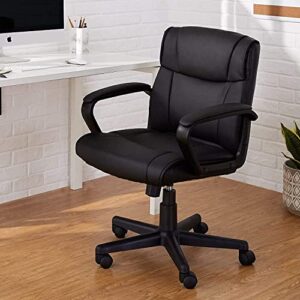 amazon basics padded office desk chair with armrests, adjustable height/tilt, 360-degree swivel, 275lb capacity – black