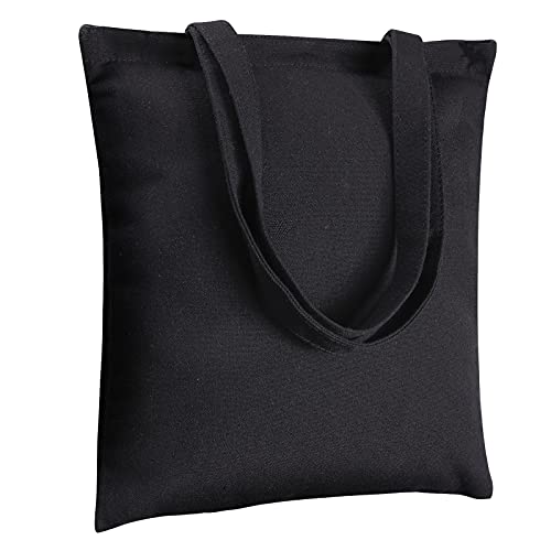 Canvas Tote Bags. (12-pack) Pack Lightweight blank Recycled canvas tote Reusable Cotton Polyester Grocery eco friendly, Suitable for DIY, Gift,Promotion, Activtiy ,Washable, black