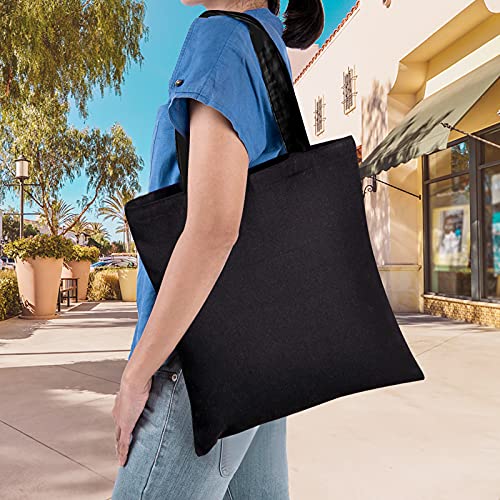 Canvas Tote Bags. (12-pack) Pack Lightweight blank Recycled canvas tote Reusable Cotton Polyester Grocery eco friendly, Suitable for DIY, Gift,Promotion, Activtiy ,Washable, black