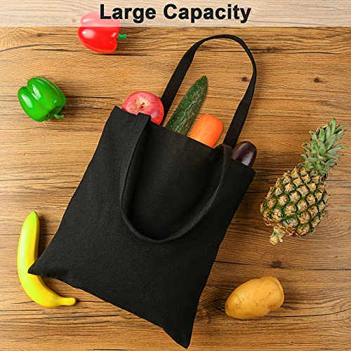 Canvas Tote Bags. (12-pack) Pack Lightweight blank Recycled canvas tote Reusable Cotton Polyester Grocery eco friendly, Suitable for DIY, Gift,Promotion, Activtiy ,Washable, black