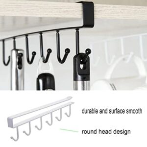 UEUORF 3PCS 6 Hook Under Cabinet Mug Hanger, Mug Hook Hanger Under Shelf,Cups Storage Rack Drilling Free Coffee Cups Holder Kitchen Belts Scarf Hanging Hooks Rack (White)