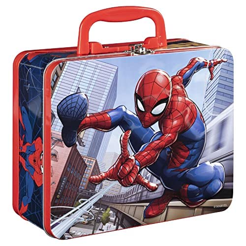 Spiderman Large Lunch Tin Box with 24pc puzzle inside