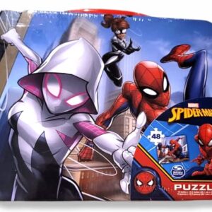 Spiderman Large Lunch Tin Box with 24pc puzzle inside